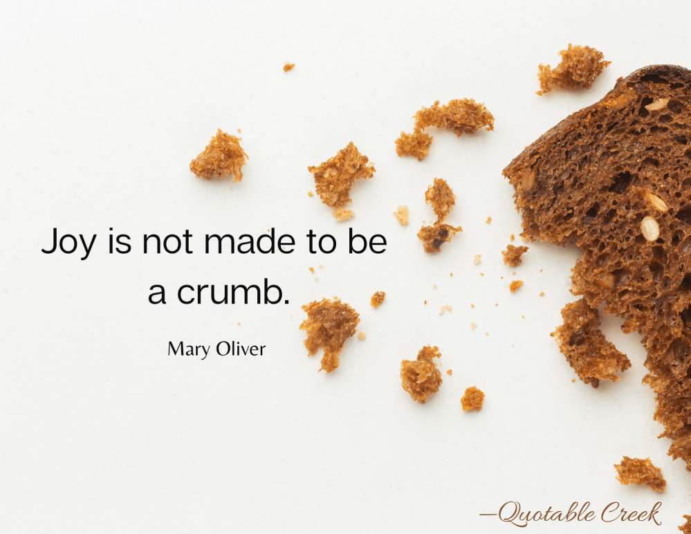 Joy is not made to be a crumb. | QuotableCreek.com